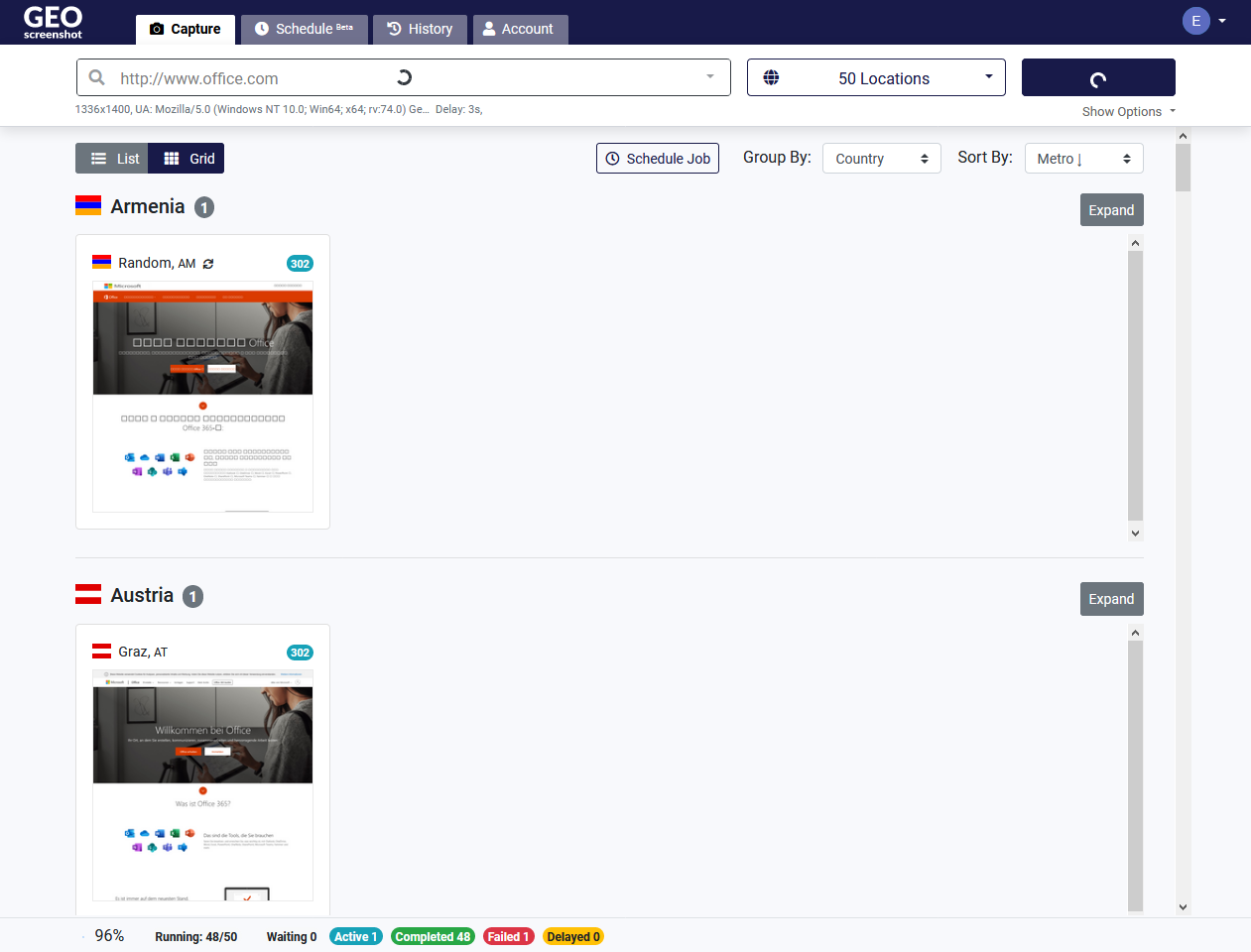 GeoScreenshot - Test your website from 100s of locations worldwide